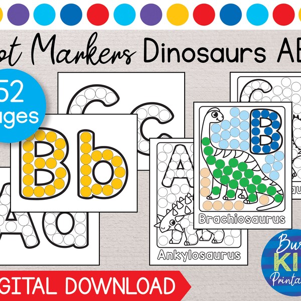 Dinosaur Abc Coloring Pages - Etsy