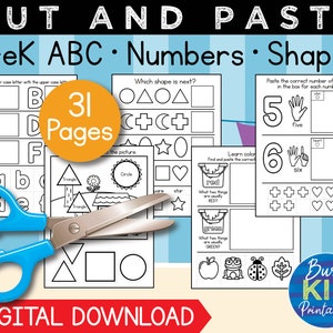 Prek Scissor Skills Printable Cut and Paste Activity Pages for ...