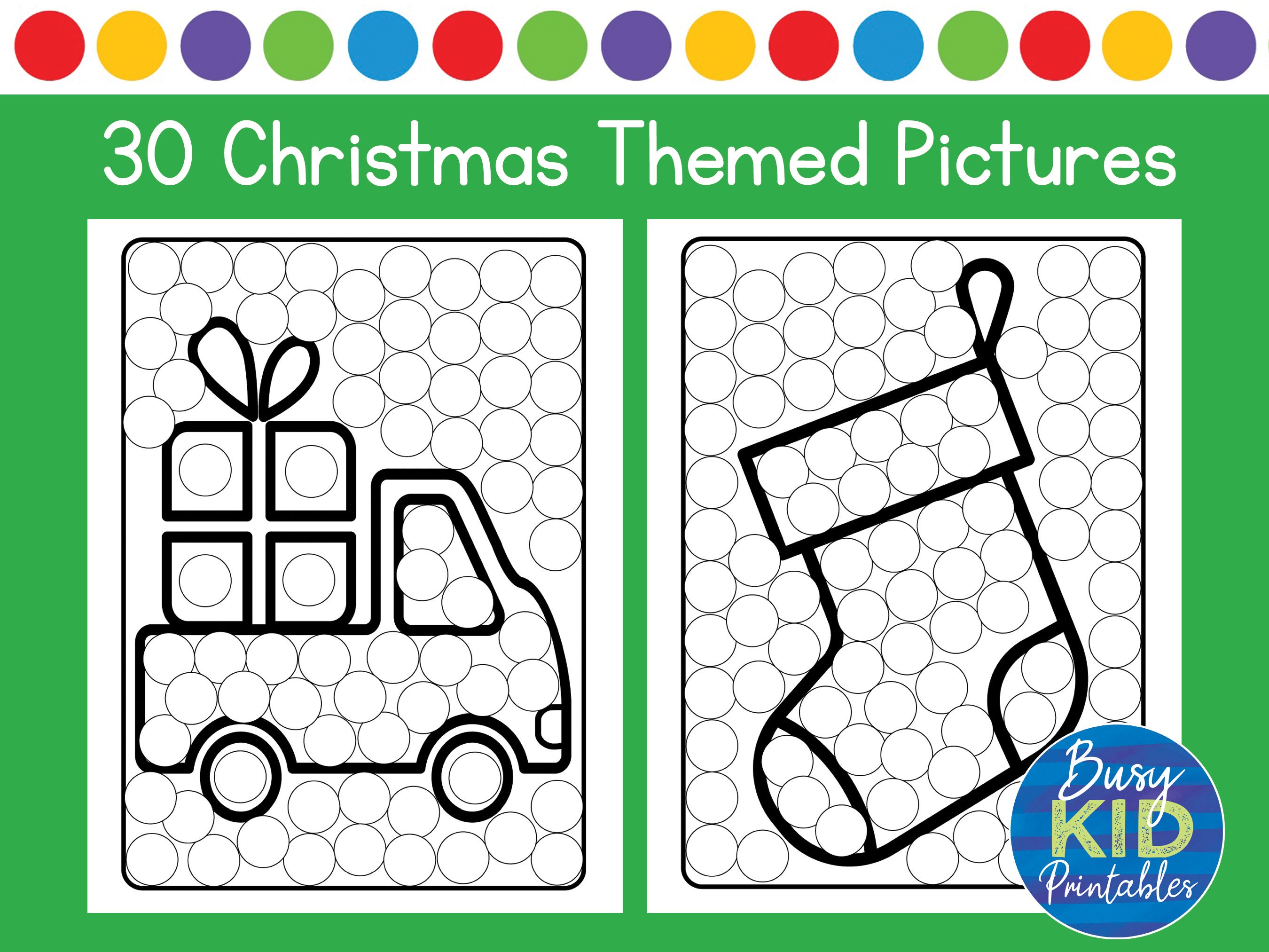 Christmas Dot Marker Printable Holiday Season Dab a Dot Xmas Coloring ...