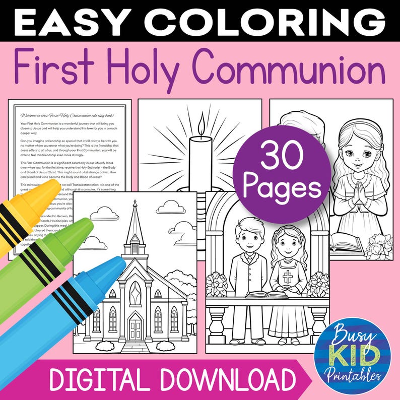 First Holy Communion Printable - Church Theme - Christian Coloring ...