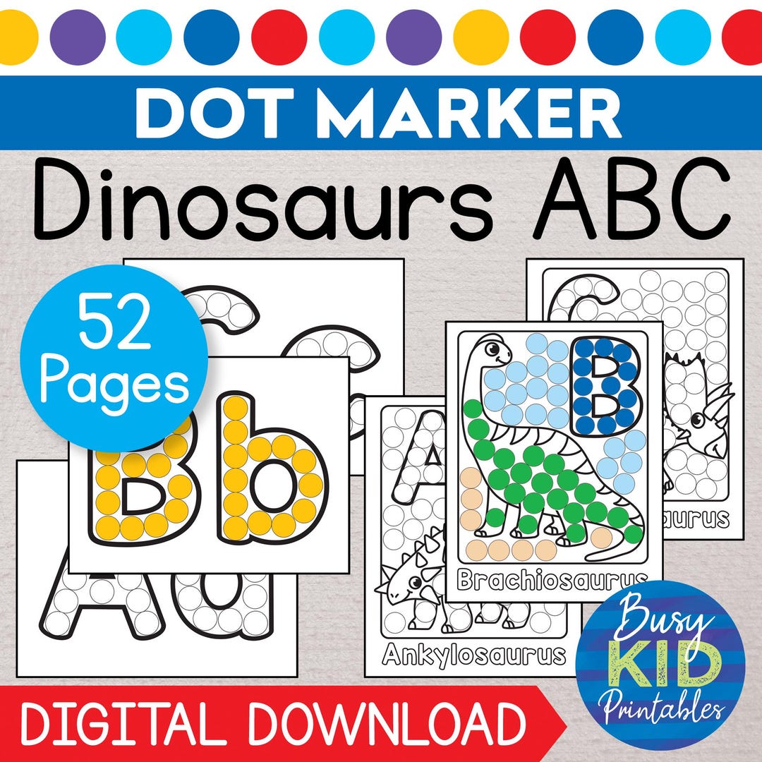 Dinosaur Dot Marker Printable - Alphabet Dot Letters - ABC Dab a Dot ...