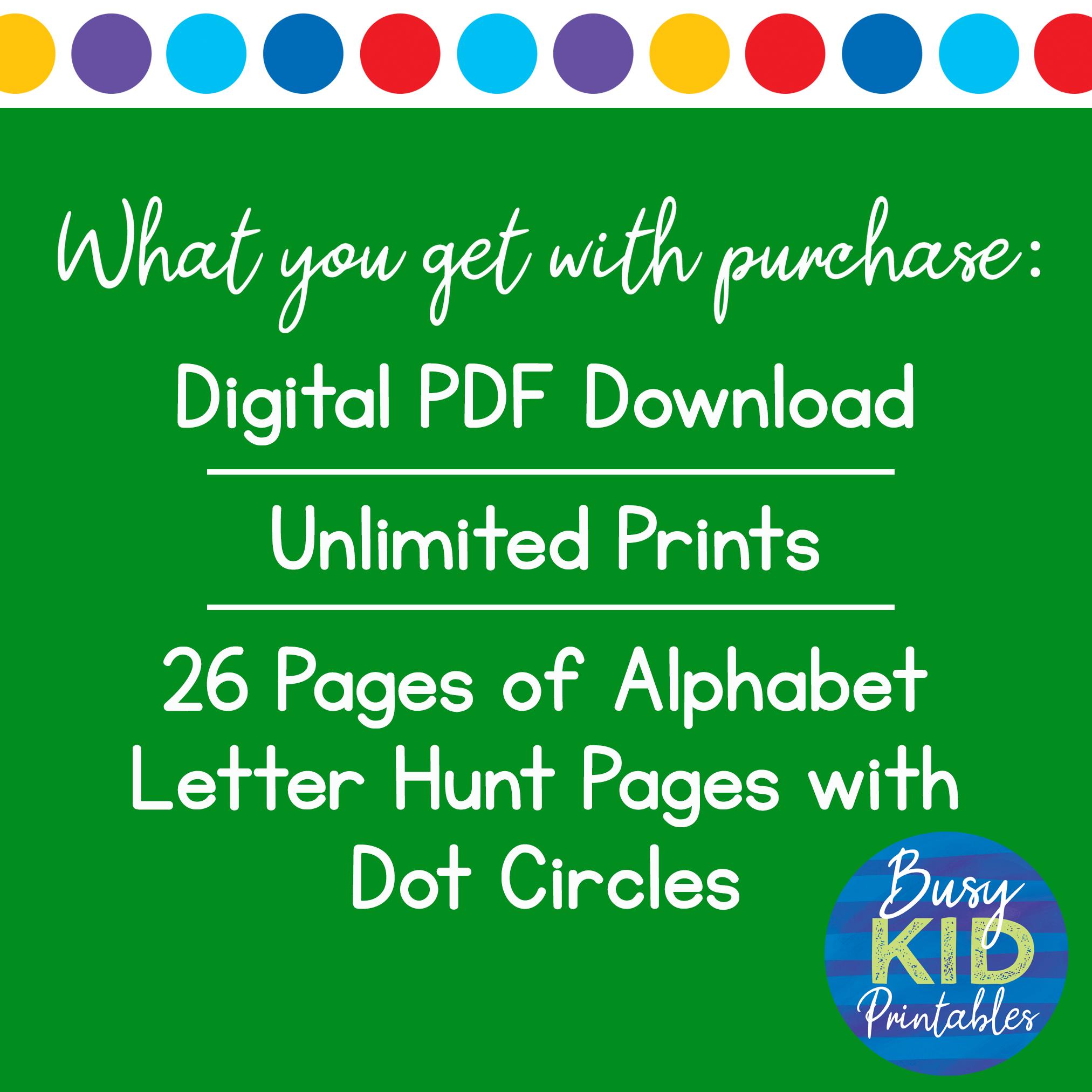 Pre-k Dot Marker Printable - Preschool Dab a Dot Coloring - Alphabet ...