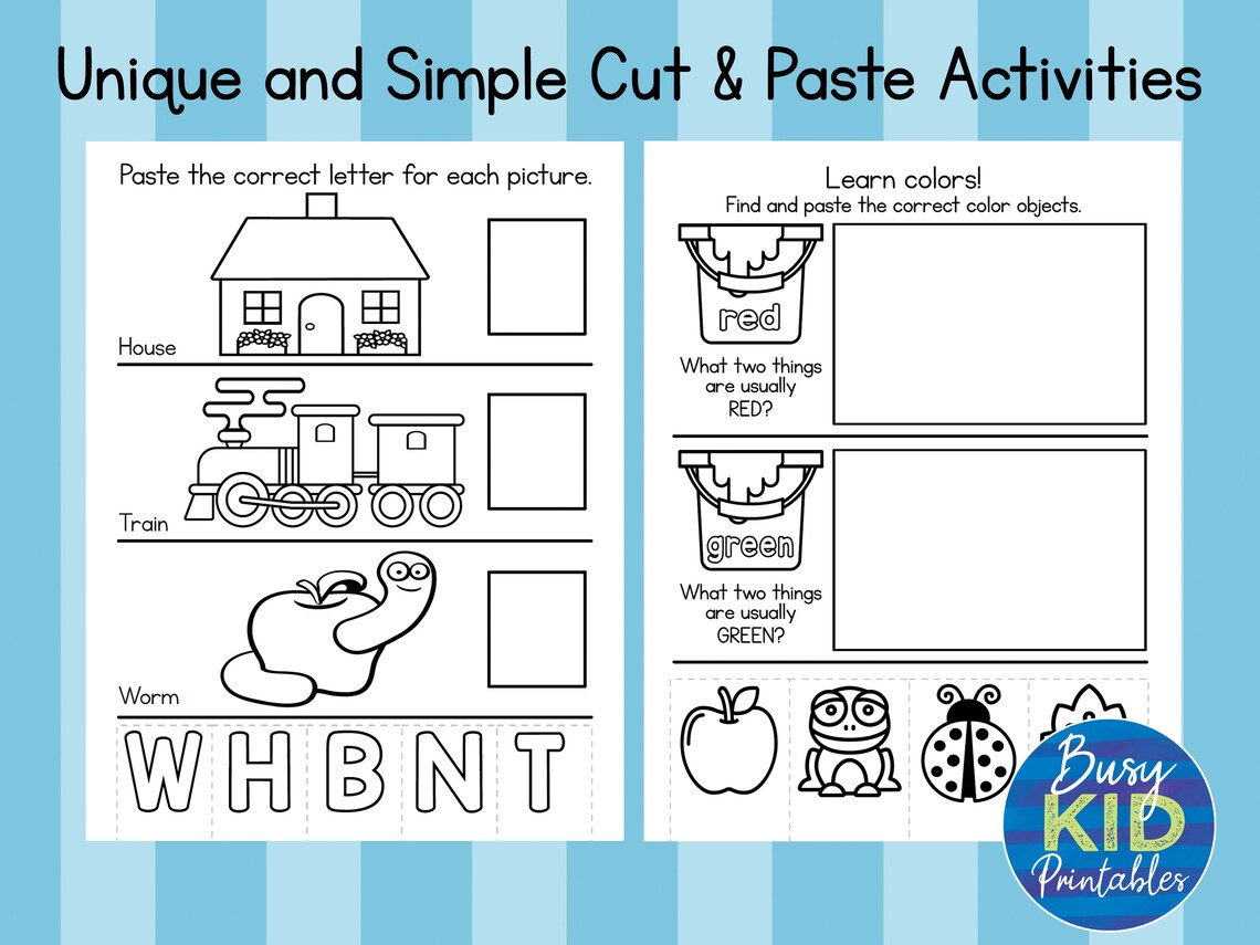 Prek Scissor Skills Printable - Cut and Paste Activity Pages for ...