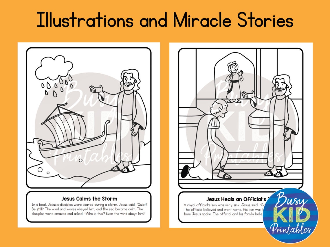 Miracles of Jesus Printable - Bible Coloring - Christian Activity Pages ...