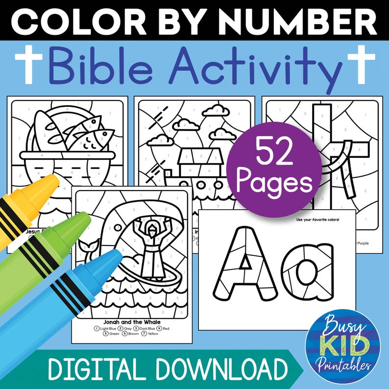 Bible Preschooler Printable - Color by Number - Christian Activity ...
