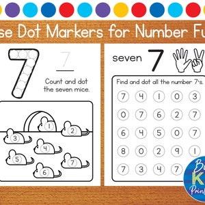 Preschool Skills Dot Marker Printable Simple Numbers and Counting Dab a ...