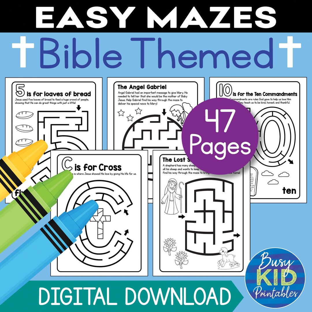 Bible Preschooler Printable - Easy Mazes for Kids - Christian Activity ...