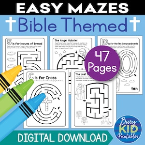 Bible Preschooler Printable - Easy Mazes for Kids - Christian Activity ...