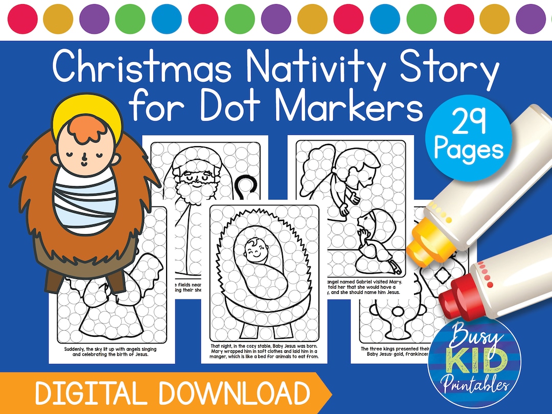 Christmas Nativity Story Dot Marker Printable Birth of Baby Jesus ...