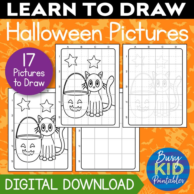 Halloween How to Draw Printable - Simple Tracing and Drawing Activity ...