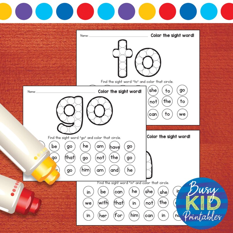 Dot Marker Sight Words Coloring - Dot Marker Printable Sight Word Big ...