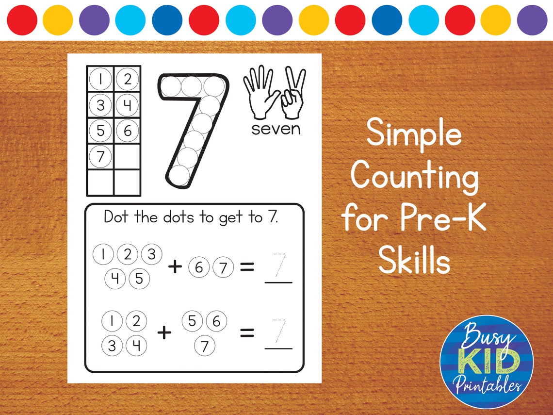 Preschool Skills Dot Marker Printable Simple Numbers and Counting Dab a ...