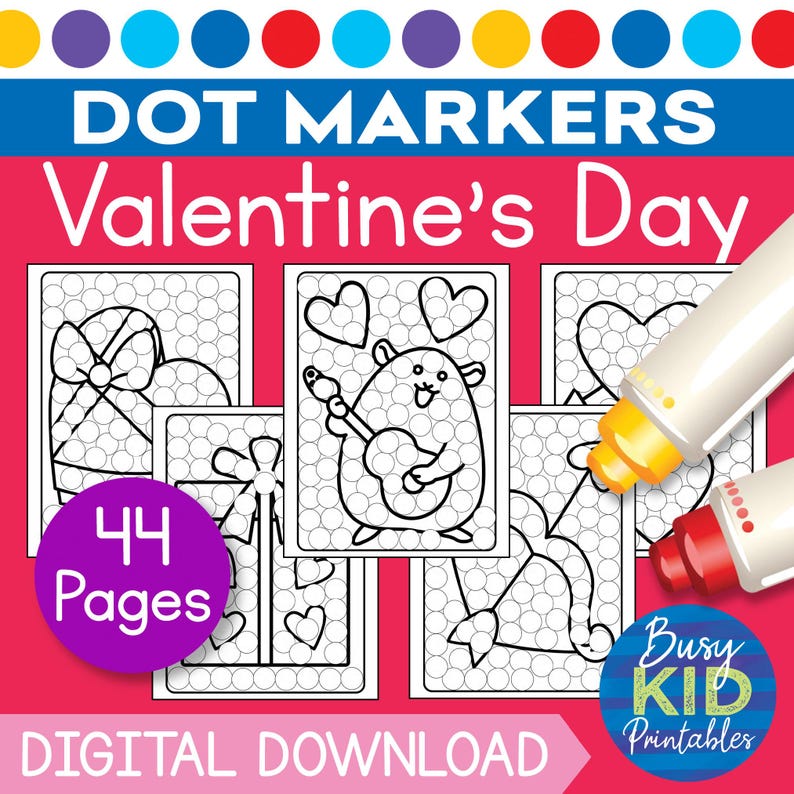 Dot Marker Printable Valentine's Day Dab a Dot Coloring Pages for ...