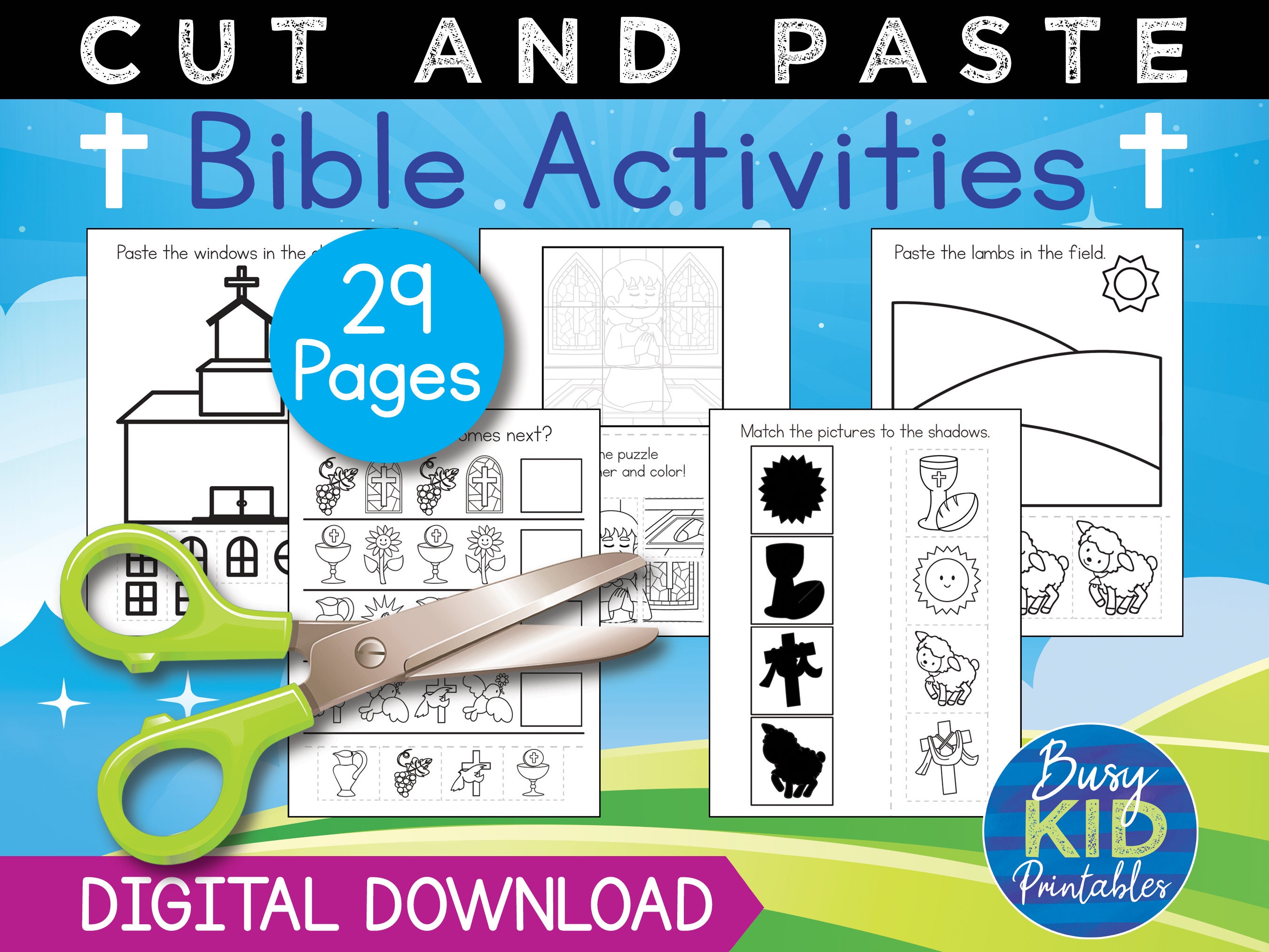 Bible Preschooler Printable Tracing Cutting Shapes Lines Christian ...