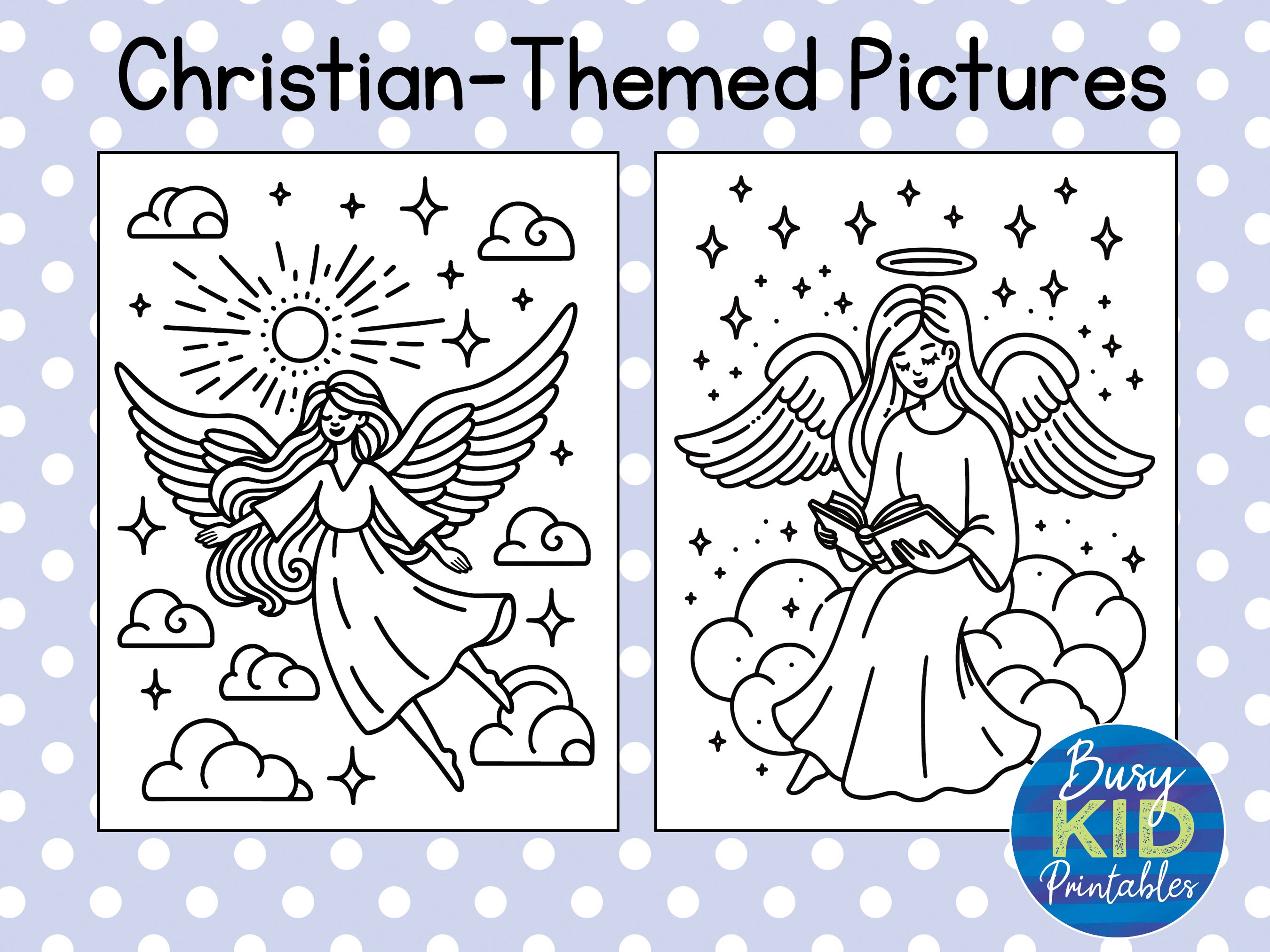 Angels Coloring Printable - Bible Theme - Christian Coloring Pages for ...