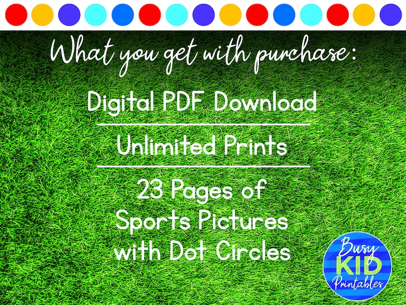 Dot Marker Printable - Sports Themed Dab a Dot Coloring Pages for ...