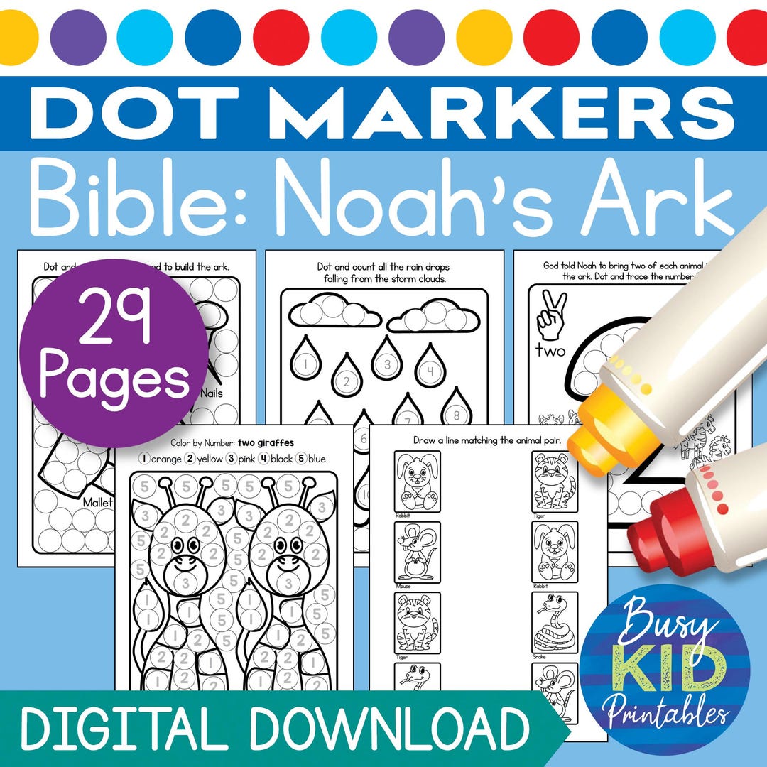 Noah's Ark Bible Story Dot Marker Printable - Christian Dab a Dot ...