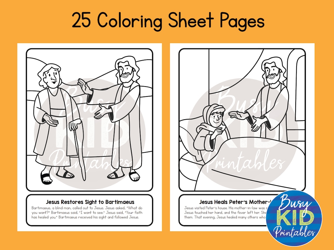 Miracles of Jesus Printable - Bible Coloring - Christian Activity Pages ...