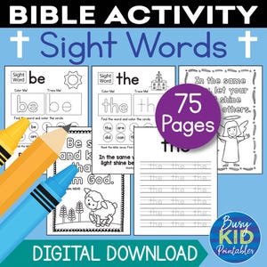 Bible Preschooler Printable - Sight Words - Christian Activity Pages ...