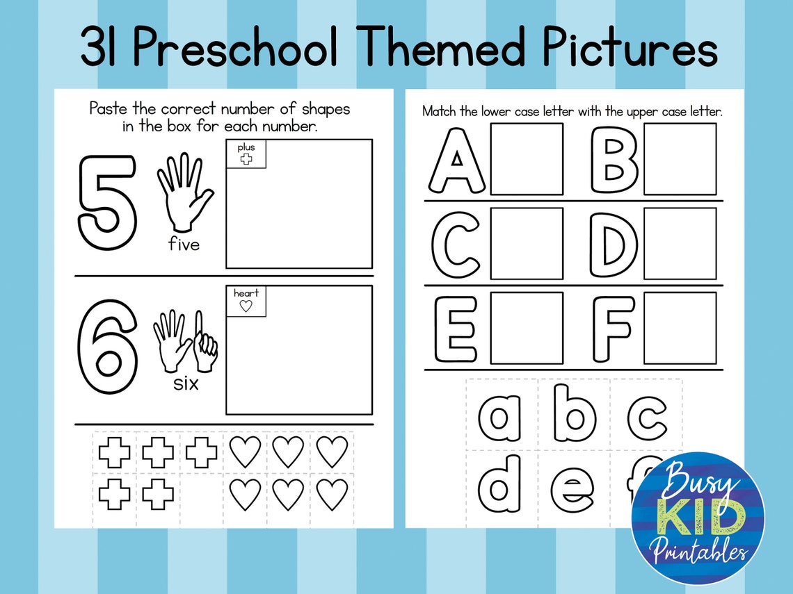 Prek Scissor Skills Printable - Cut and Paste Activity Pages for ...