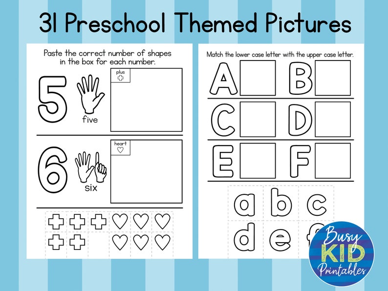 Prek Scissor Skills Printable - Cut and Paste Activity Pages for ...