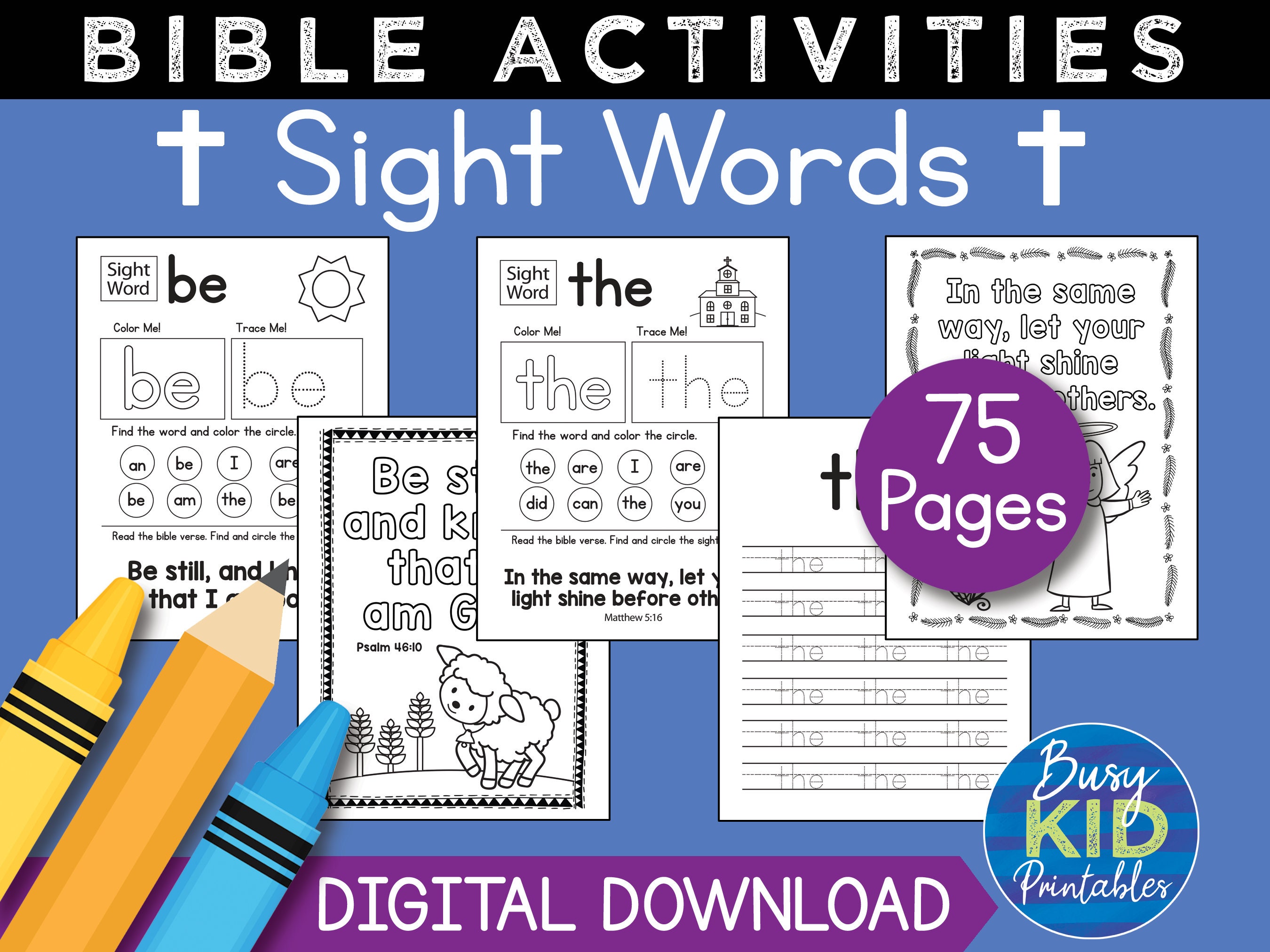 Bible Preschooler Printable Sight Words Christian Activity Pages for ...