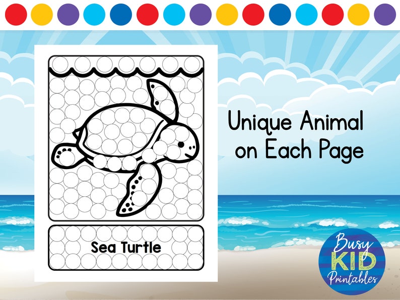 Sea Animal Dot Marker Printable Cute Dab a Dot Ocean Life Coloring ...