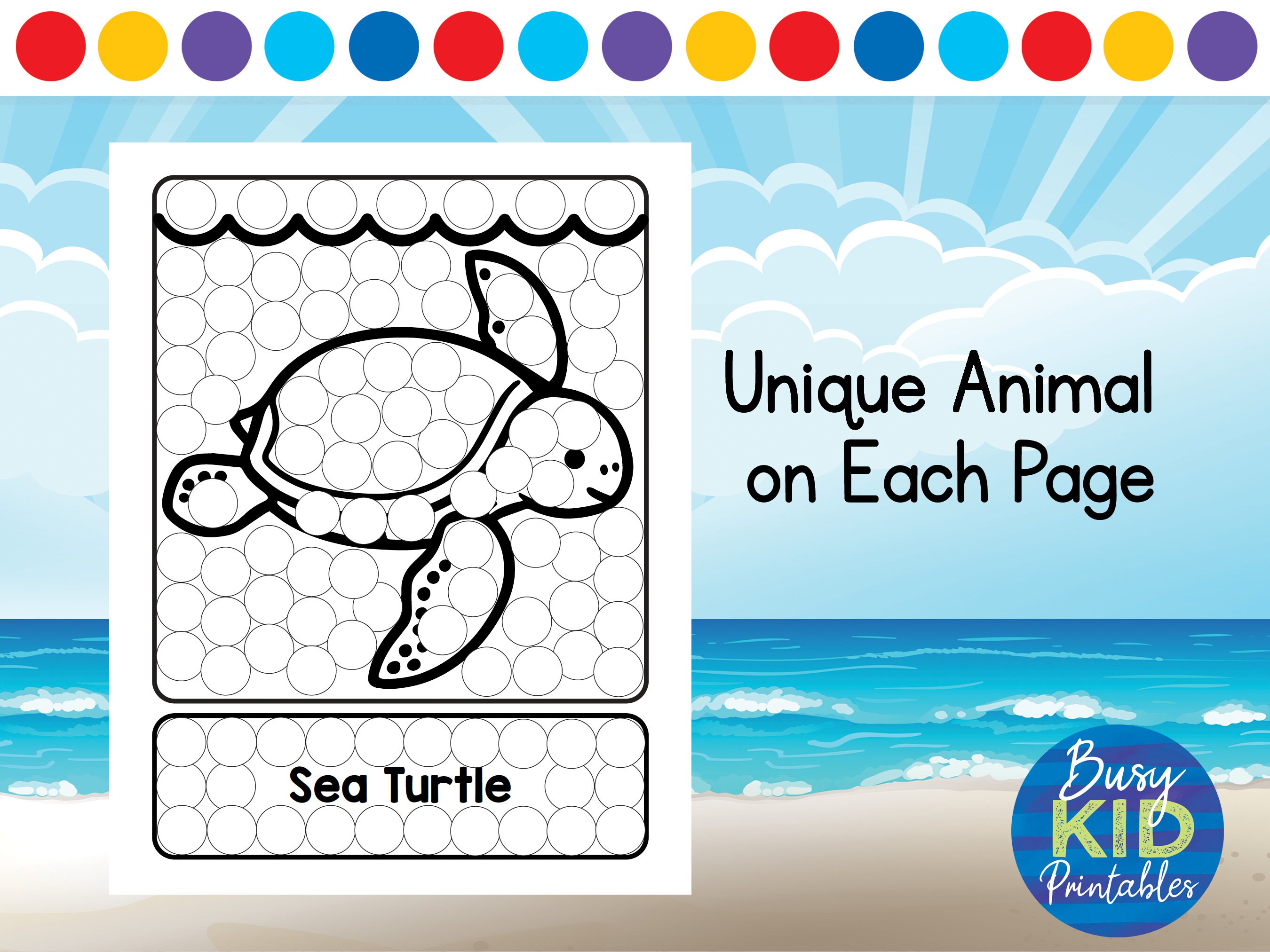 Sea Animal Dot Marker Printable Cute Dab a Dot Ocean Life Coloring ...