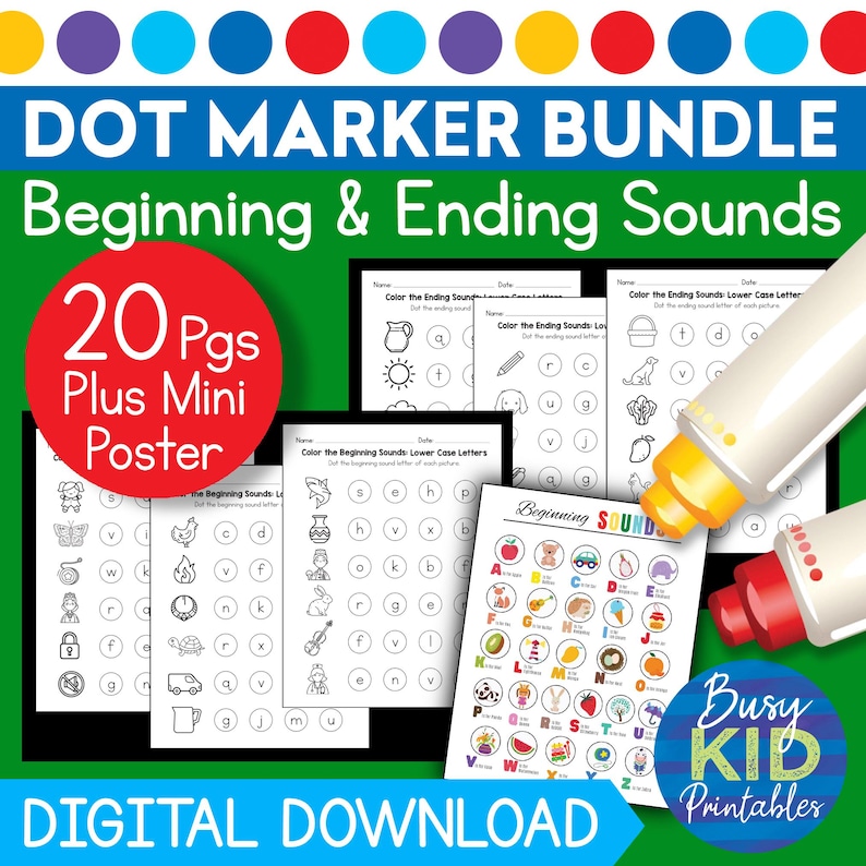 Dot Marker Printable - Dab a Dot Beginning and Ending Sounds Worksheets ...