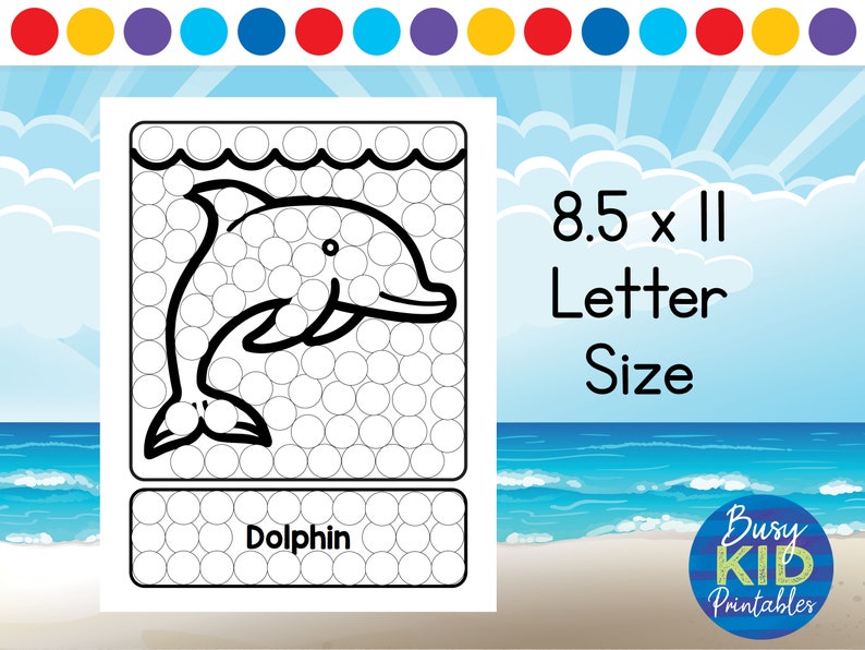 Sea Animal Dot Marker Printable Cute Dab a Dot Ocean Life Coloring ...