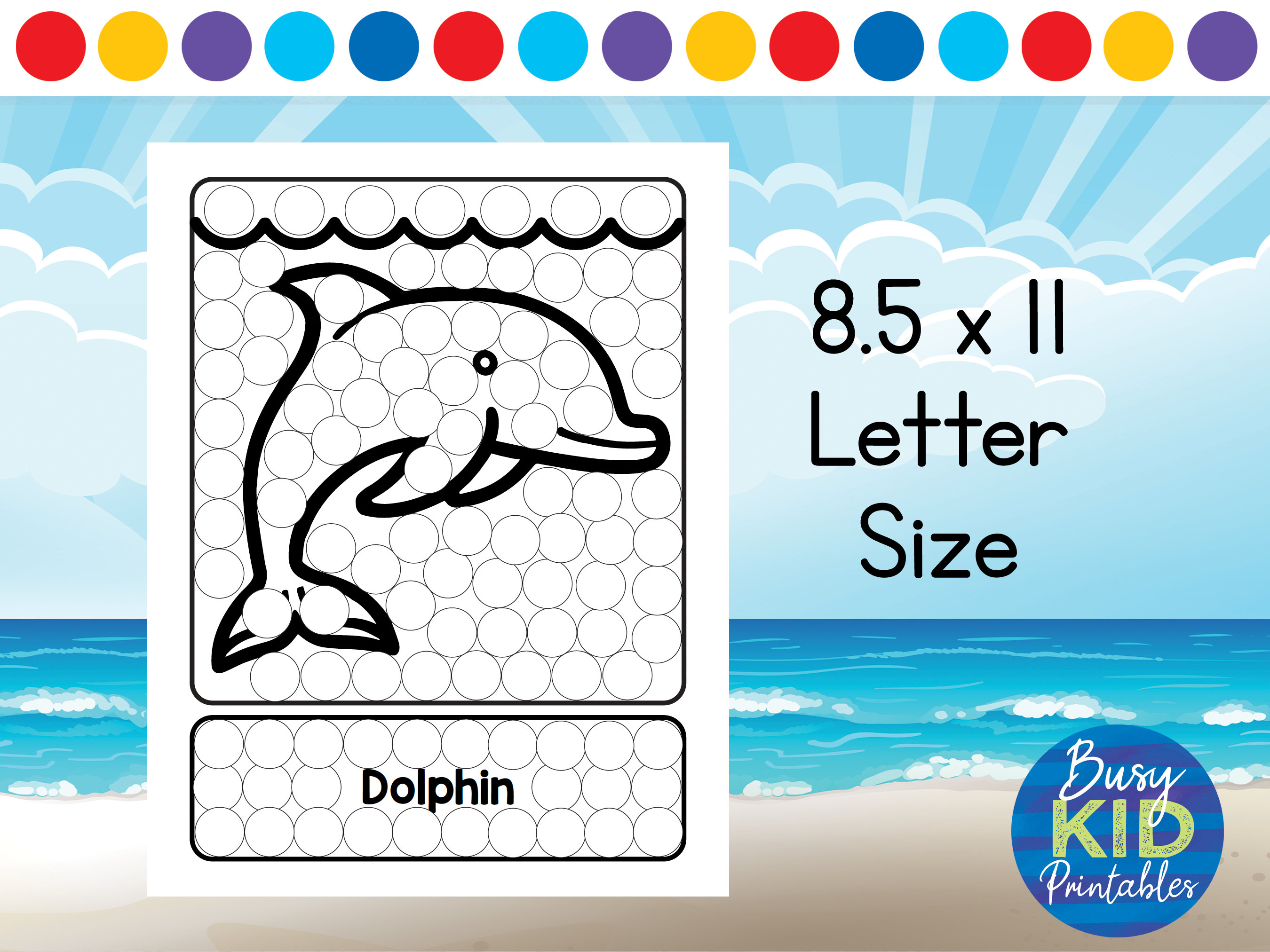 Sea Animal Dot Marker Printable Cute Dab a Dot Ocean Life Coloring ...