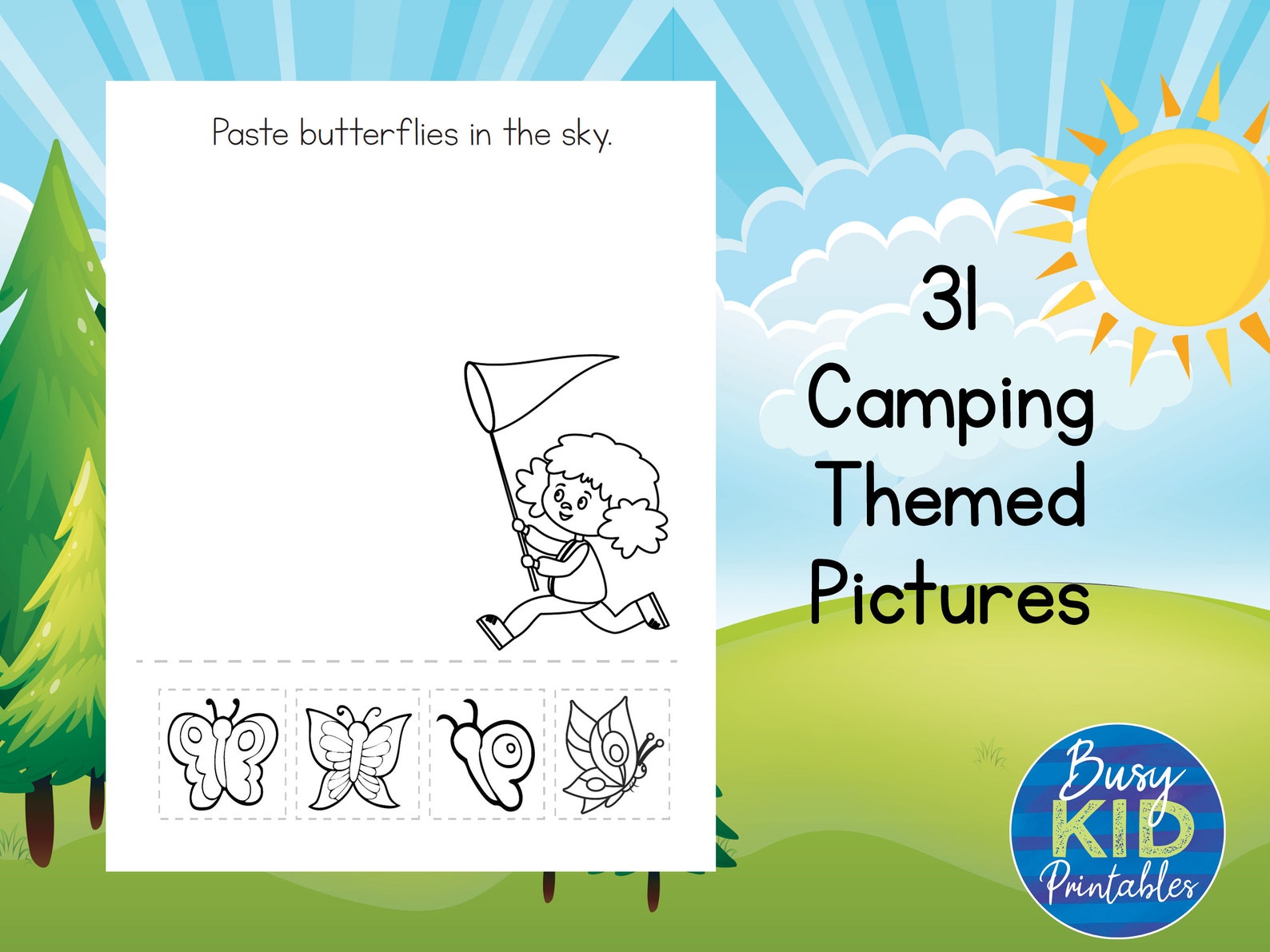 Camping Fun Scissor Skills Printable Cute Cut and Paste Activity Pages ...
