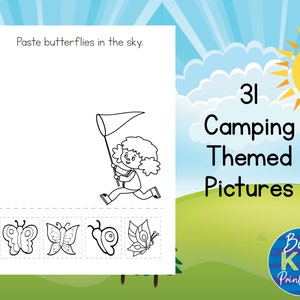 Camping Fun Scissor Skills Printable - Cute Cut and Paste Activity ...