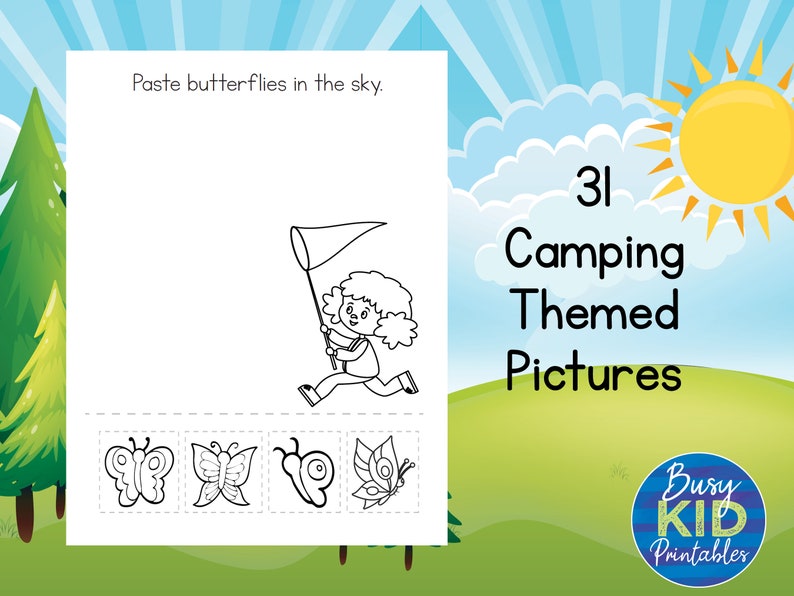 Camping Fun Scissor Skills Printable Cute Cut and Paste Activity Pages ...