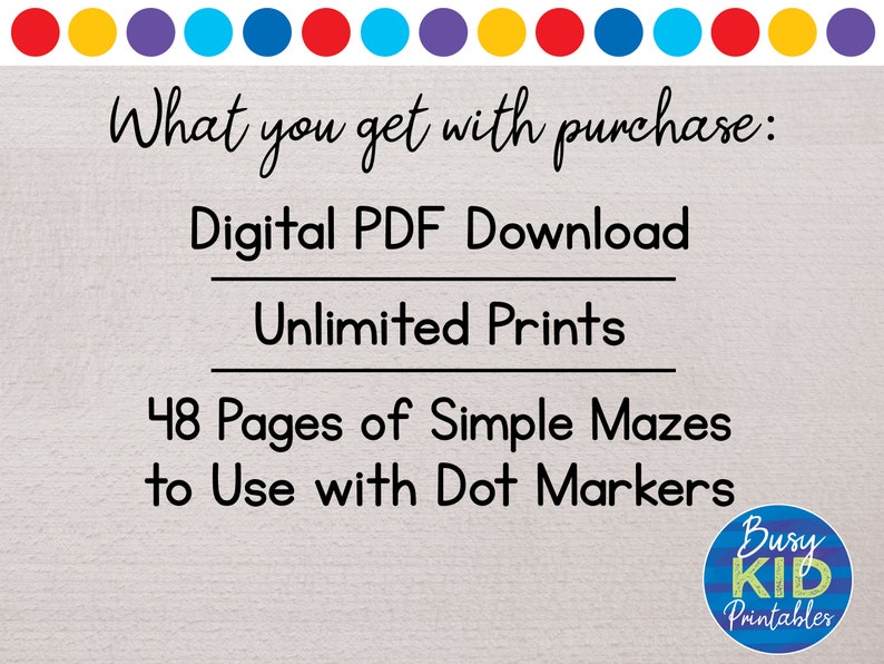 Printable Mazes for Dot Markers Easy Dab a Dot Coloring Activity Book ...