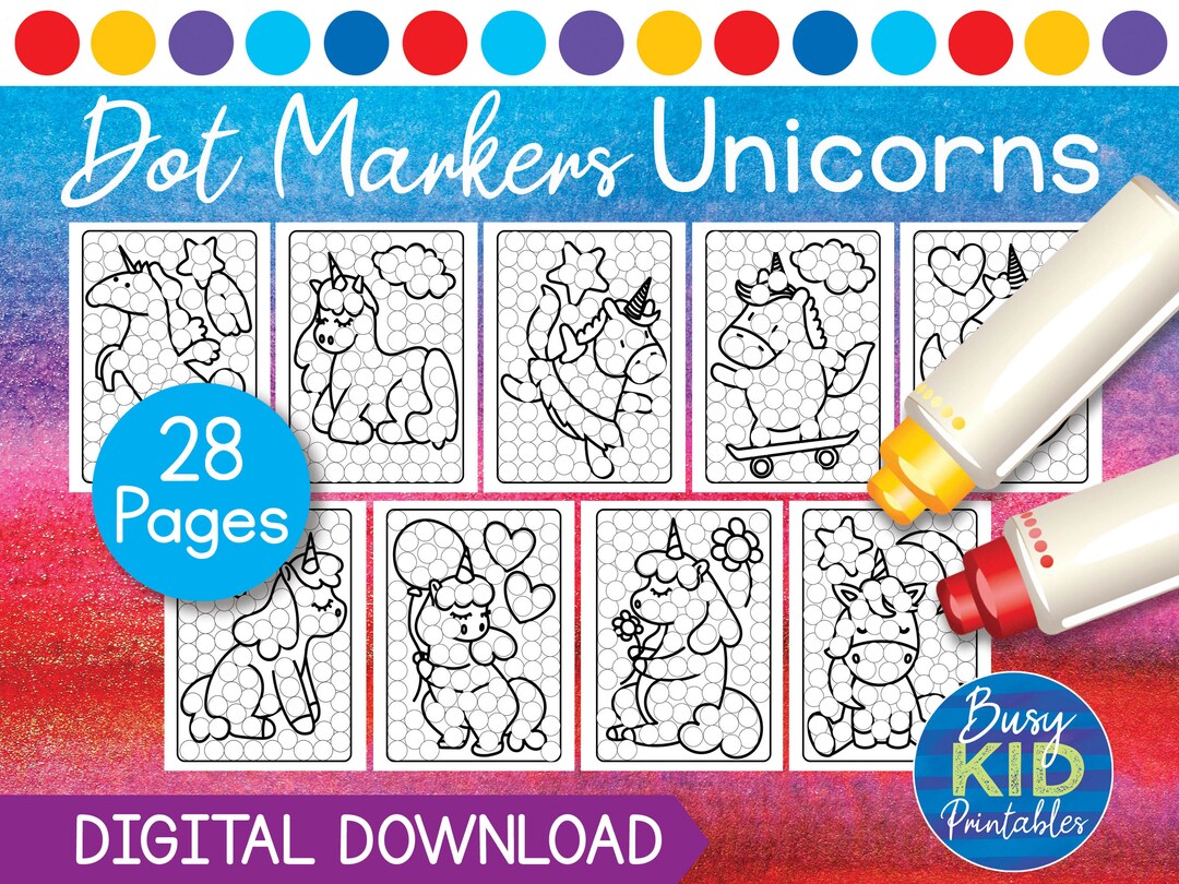 Unicorn Dot Marker Printable Cute Dab a Dot Coloring Pages for Toddler ...