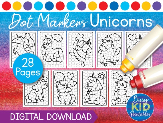 Unicorn Dot Marker Printable Cute Dab a Dot Coloring Pages - Etsy