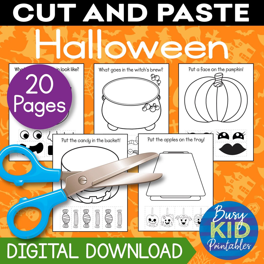 Halloween Scissor Skills Printable - Cute Cut and Paste Activity Pages ...