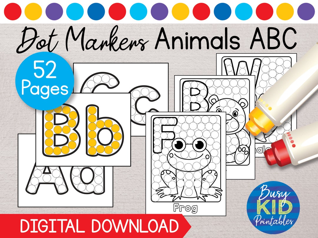 Animal Dot Marker Printable Alphabet Dot Letters ABC Dab a Dot Coloring ...