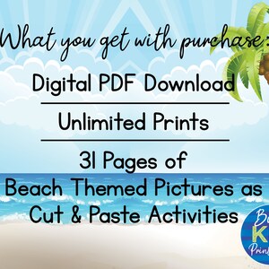 Beach Fun Scissor Skills Printable - Summer Cut and Paste Activity ...