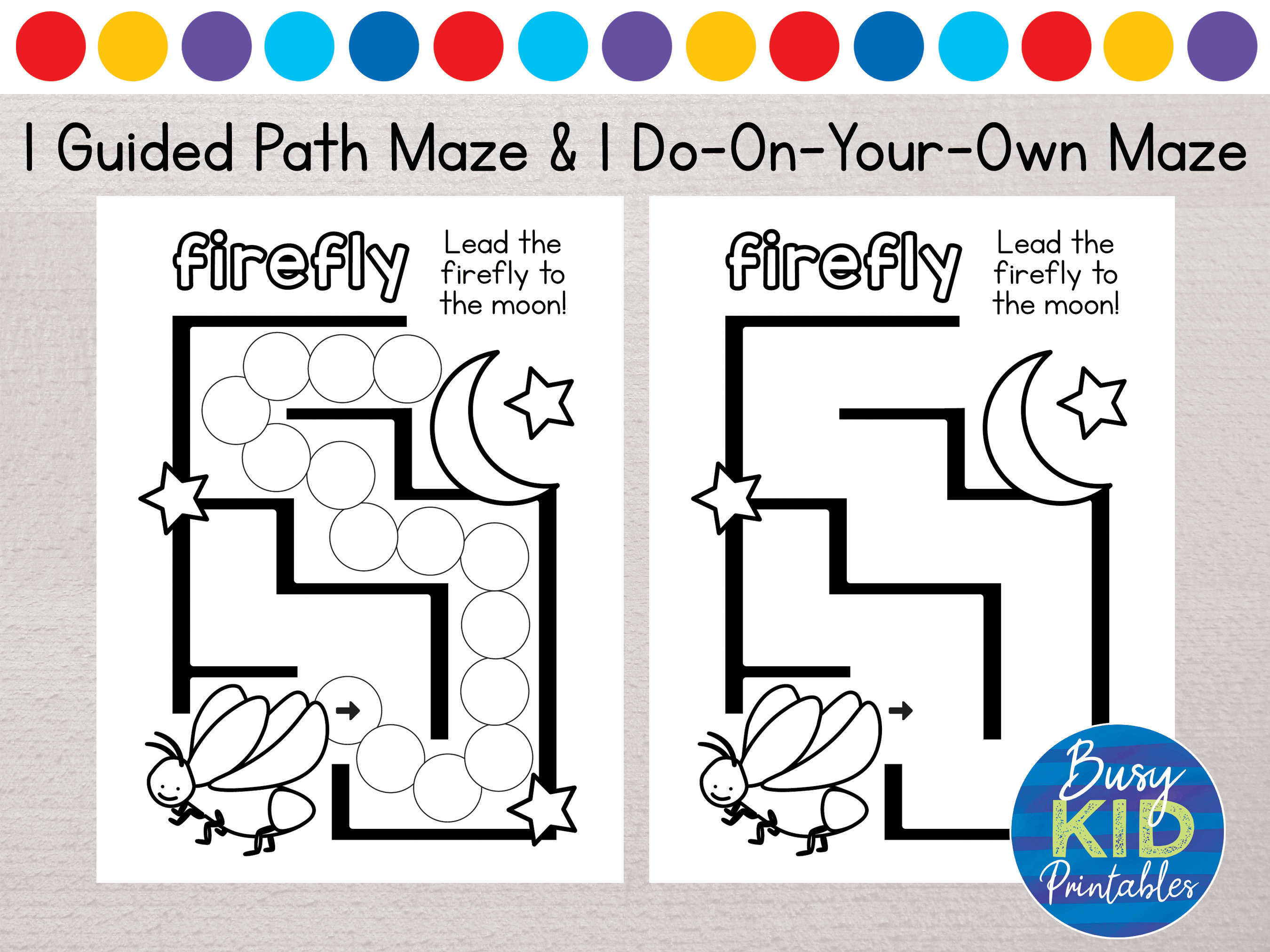Printable Mazes for Dot Markers Easy Dab a Dot Coloring Activity Book ...