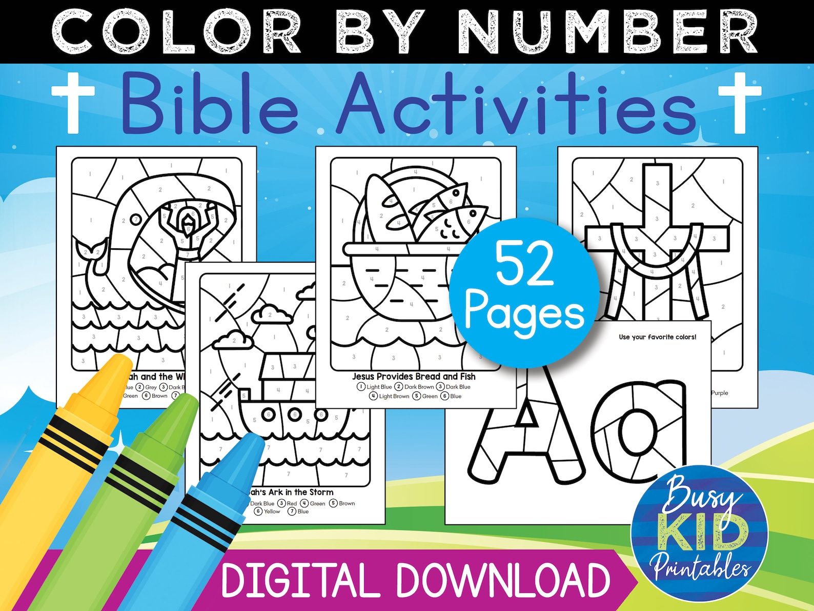 Bible Preschooler Printable Color by Number Christian - Etsy