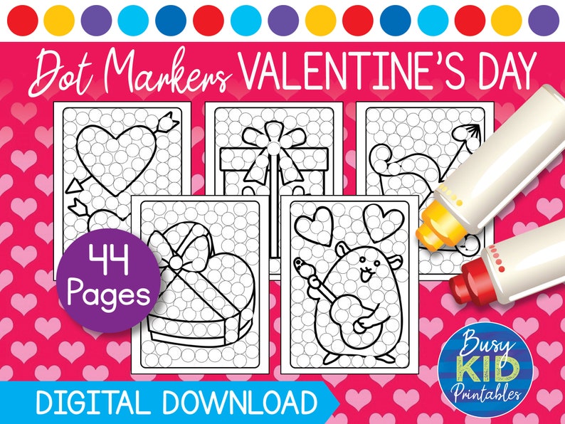 Dot Marker Printable Valentine's Day Dab a Dot Coloring Pages for ...