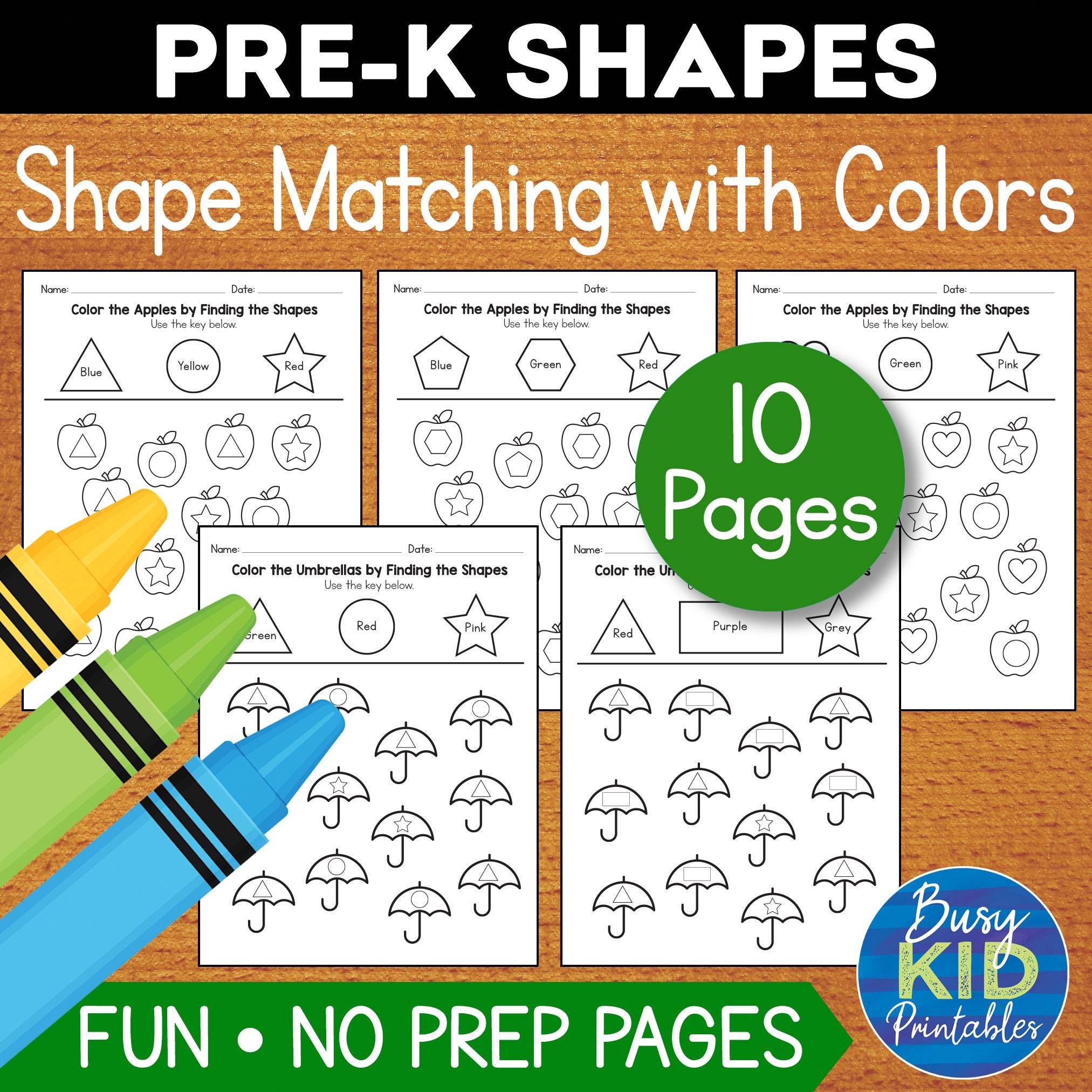 Preschool Shape Matching Printable - Pre-k Color Recognition - Shape ...