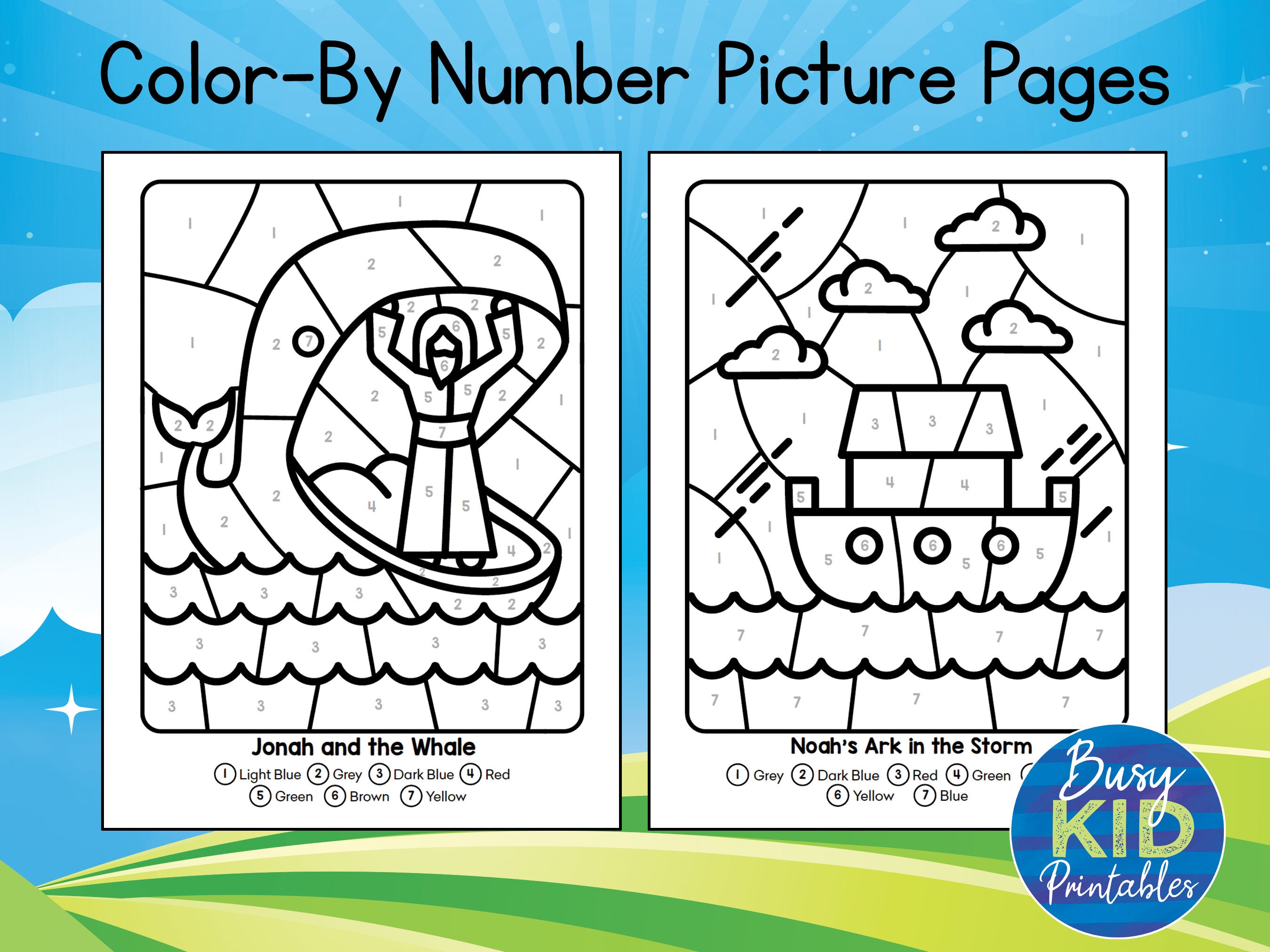 Bible Preschooler Printable - Color by Number - Christian Activity ...