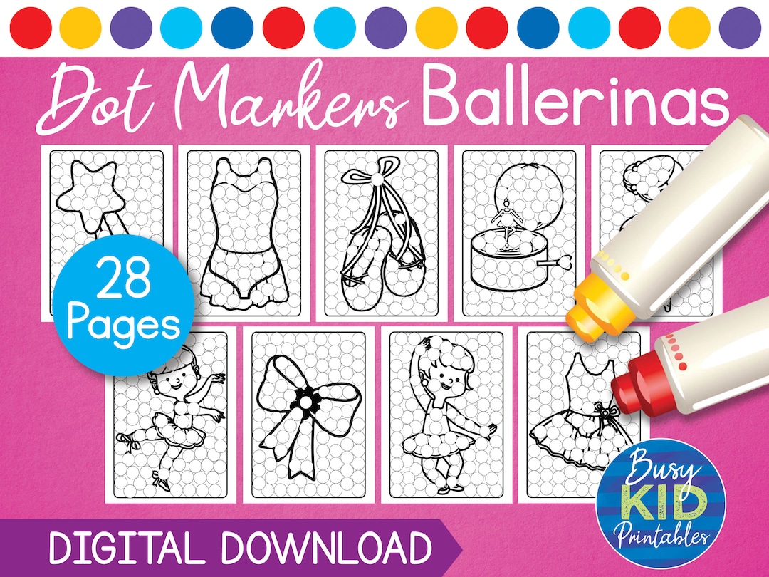 Ballerina Dot Marker Printable Cute Dab a Dot Ballet Coloring Pages for ...