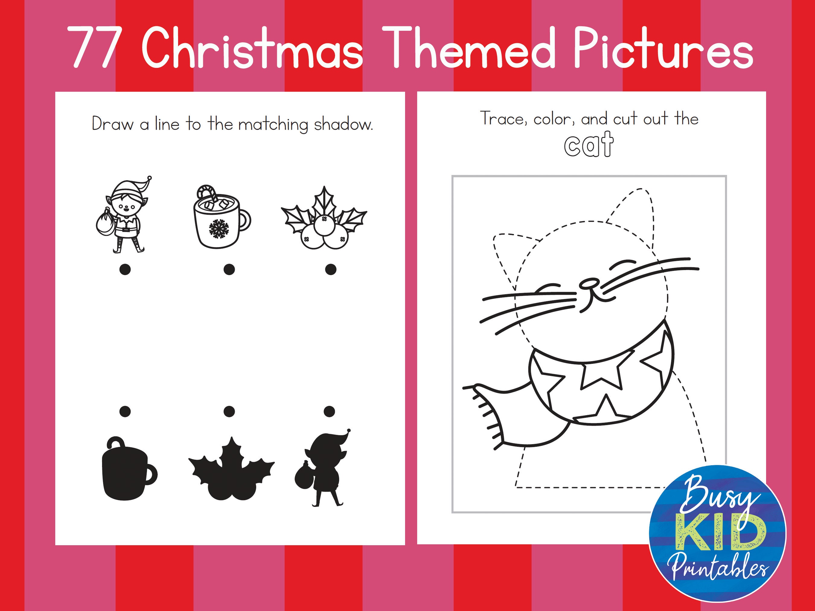 Christmas Preschooler Printable - Tracing Cutting Shapes Lines ...