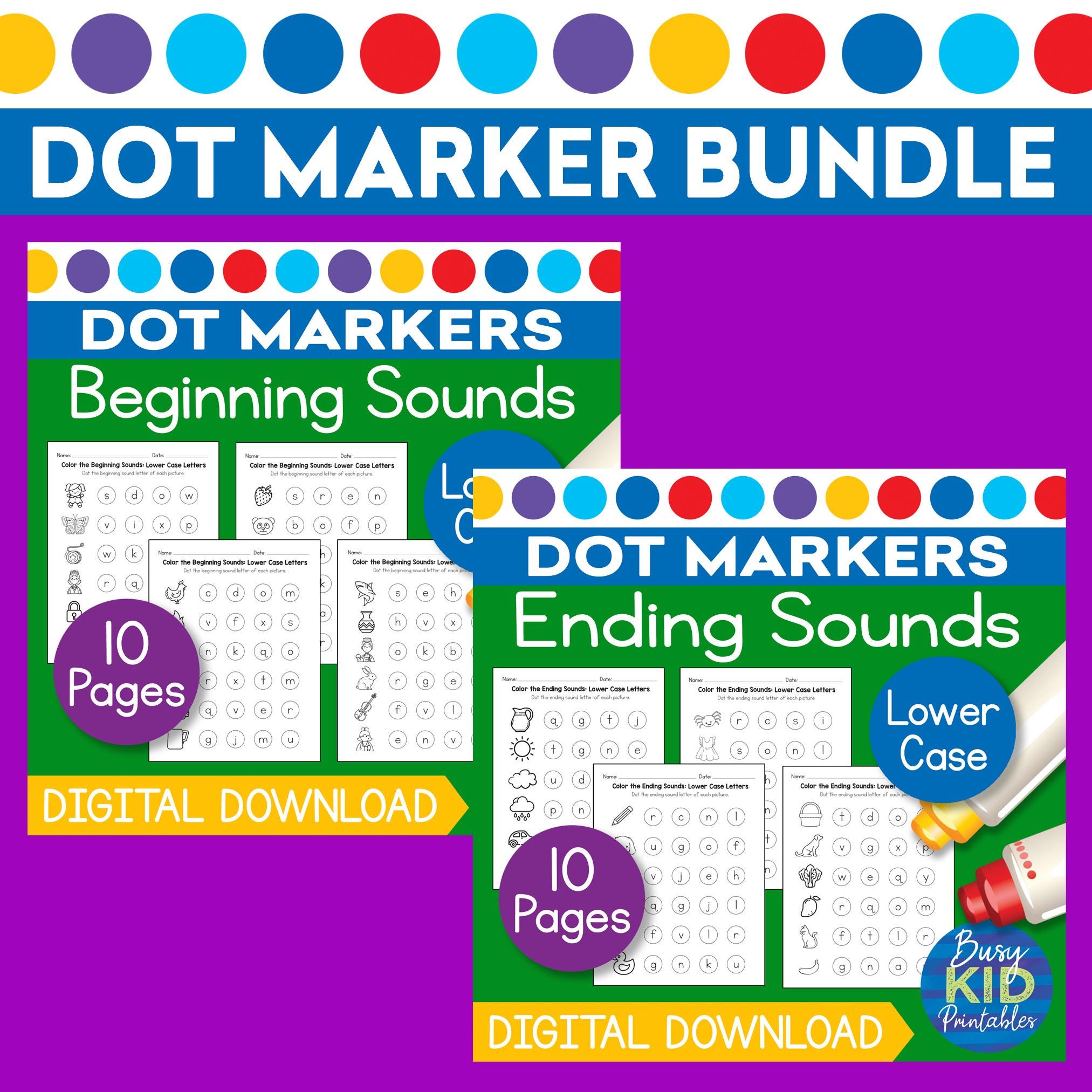 Dot Marker Printable - Dab a Dot Beginning and Ending Sounds Worksheets ...