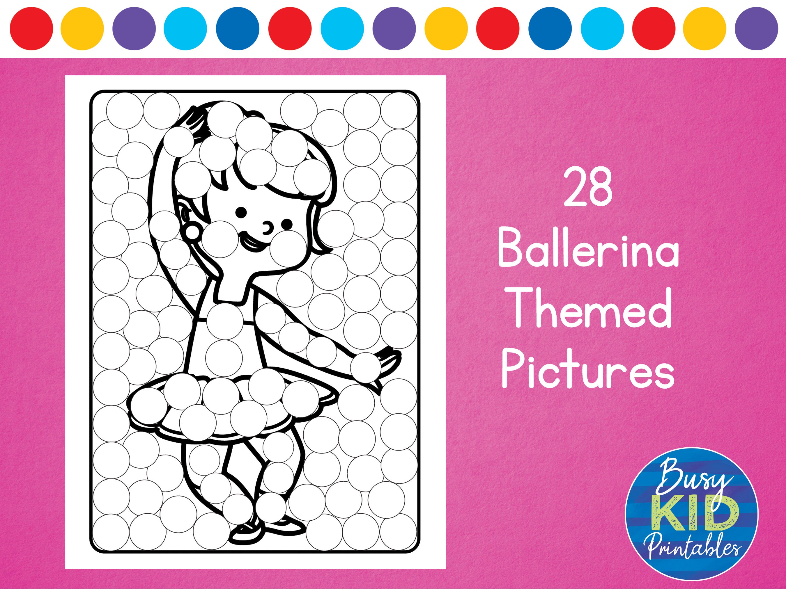 Ballerina Dot Marker Printable Cute Dab a Dot Ballet Coloring Pages for ...