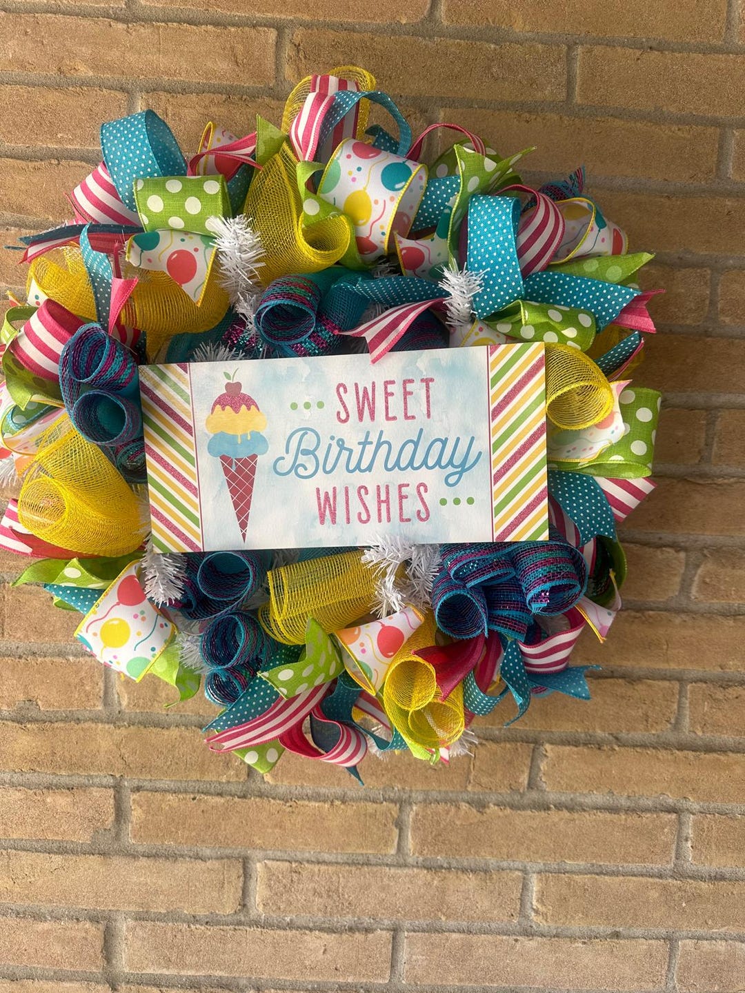 Ribbon Wreath, Birthday Party Decor - Etsy